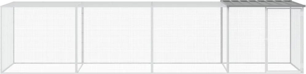 Klec pro kuřata se střechou světle šedá 403 x 98 x 90 cm ocel 3189045