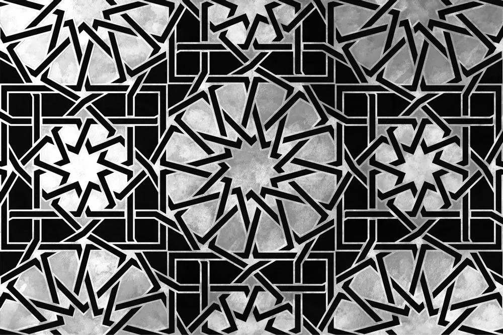 Samolepící tapeta orientální mozaika v černobílém - 225x150 cm