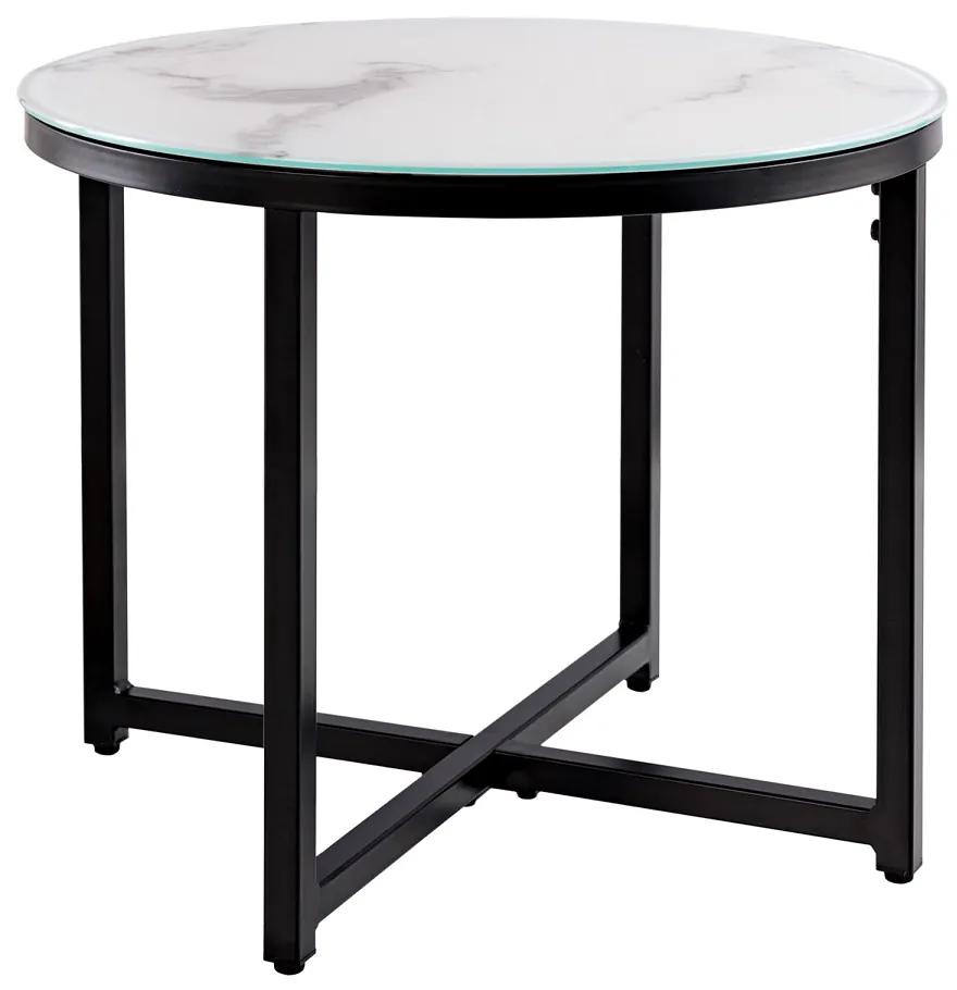Designový odkládací stolek Latrisha 50 cm bílý - vzor mramor