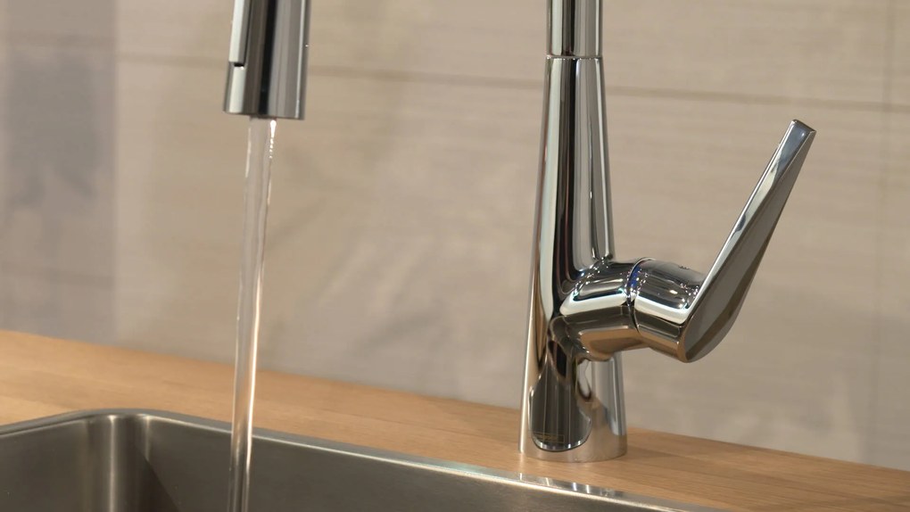 Hansgrohe Talis M51, páková dřezová baterie 200 s vytahovací sprškou, chromová, 72813000