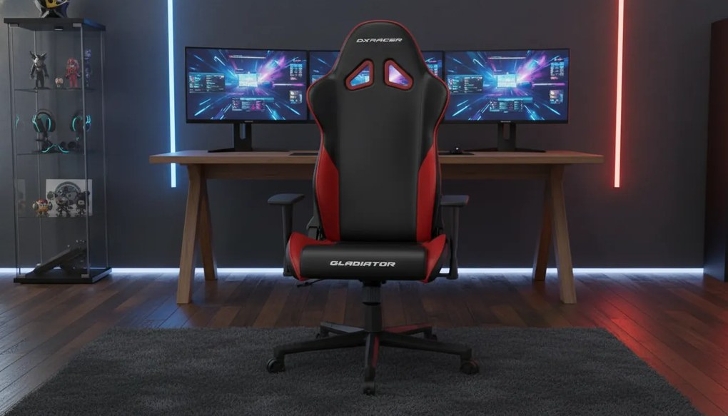 Herní židle DXRacer GLADIATOR - umělá kůže, černo / červená