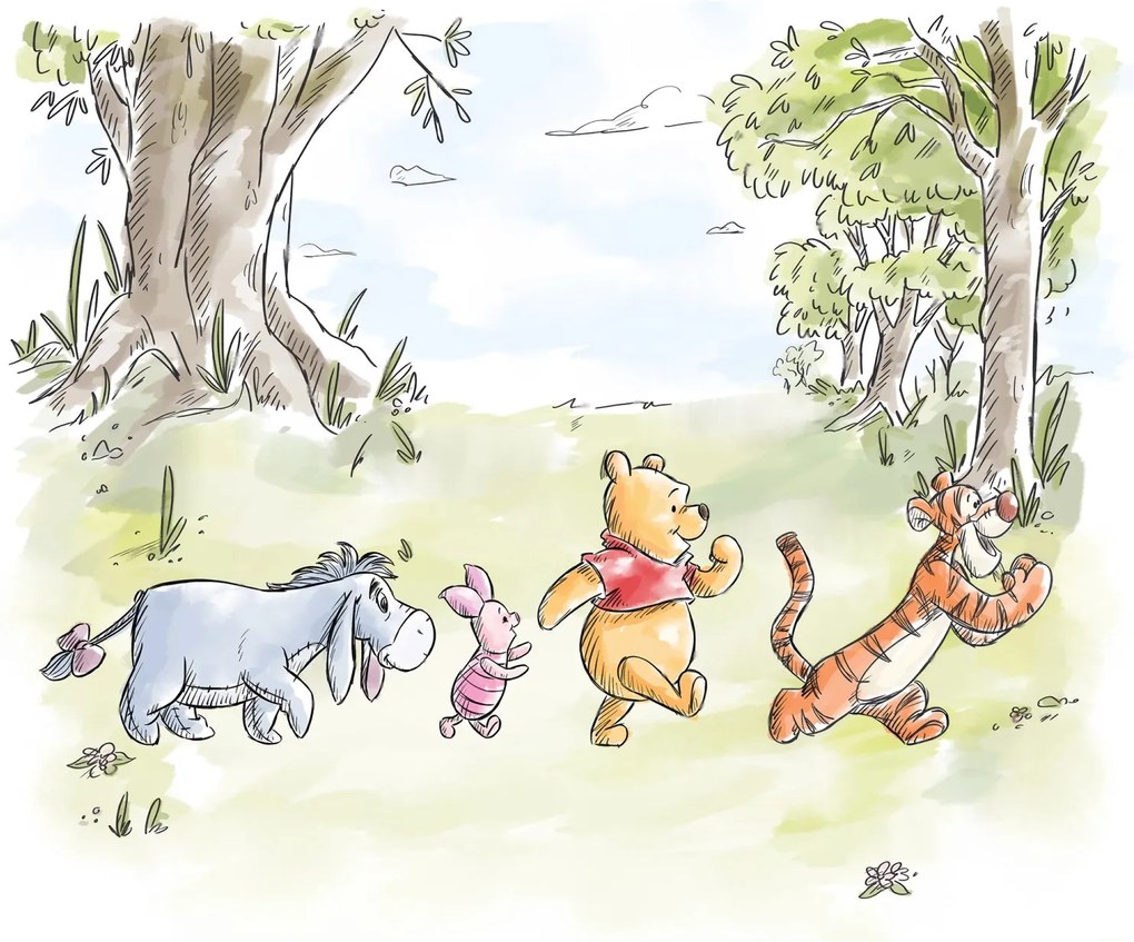 Komar Vliesová fototapeta Disney Winnie the Pooh Walk Together 300 x 250 cm