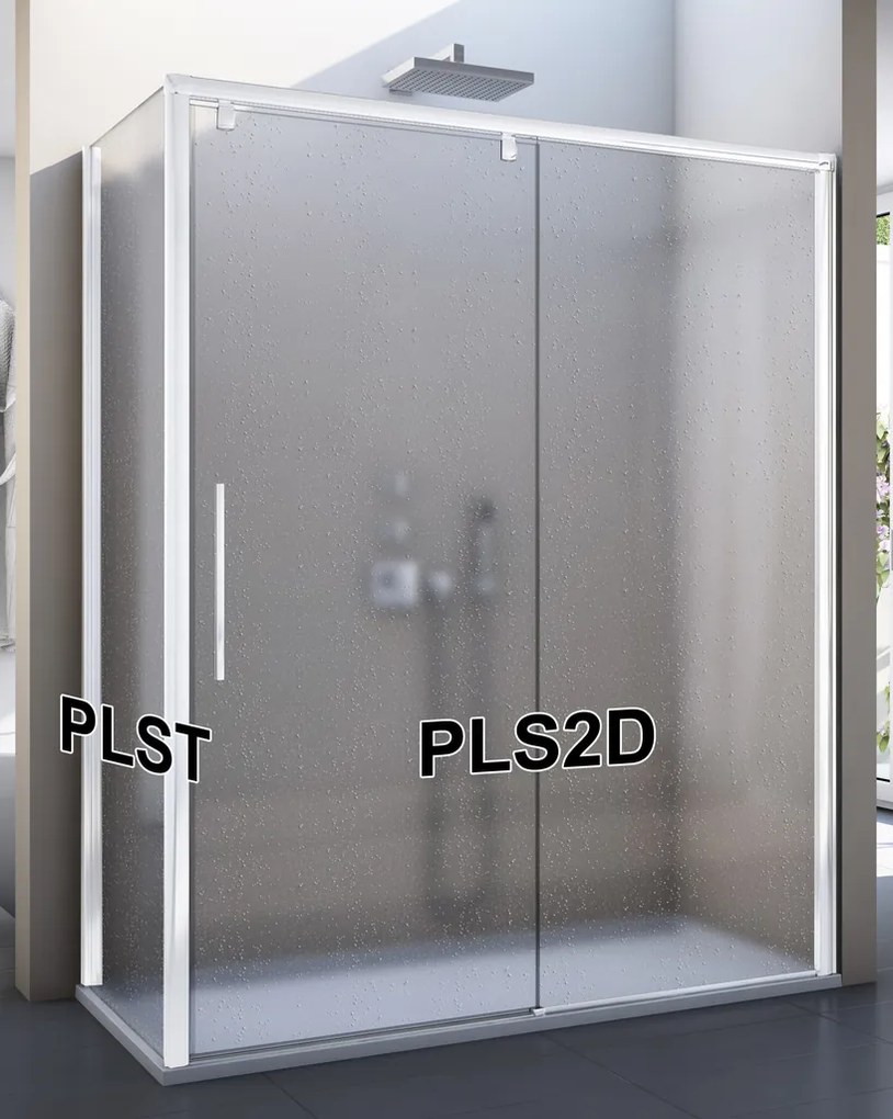 SanSwiss PLS2D 160 04 44 Sprchové dveře posuvné jednodílné 160 cm, pevný díl vpravo, bílá/cristal perly