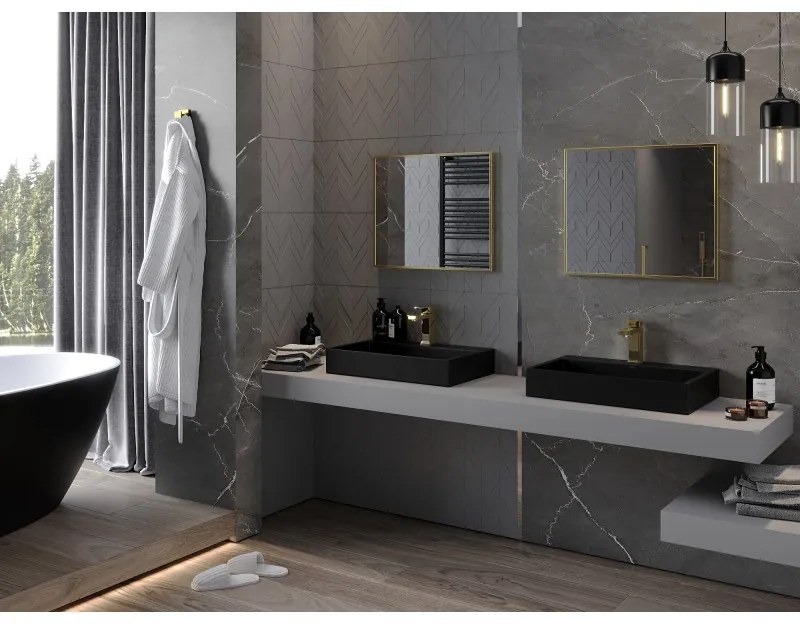 Mexen Loft, obdélníkové koupelnové zrcadlo 60 x 50 cm, barva rámu zlatá lesklá, 9852-060-050-000-50