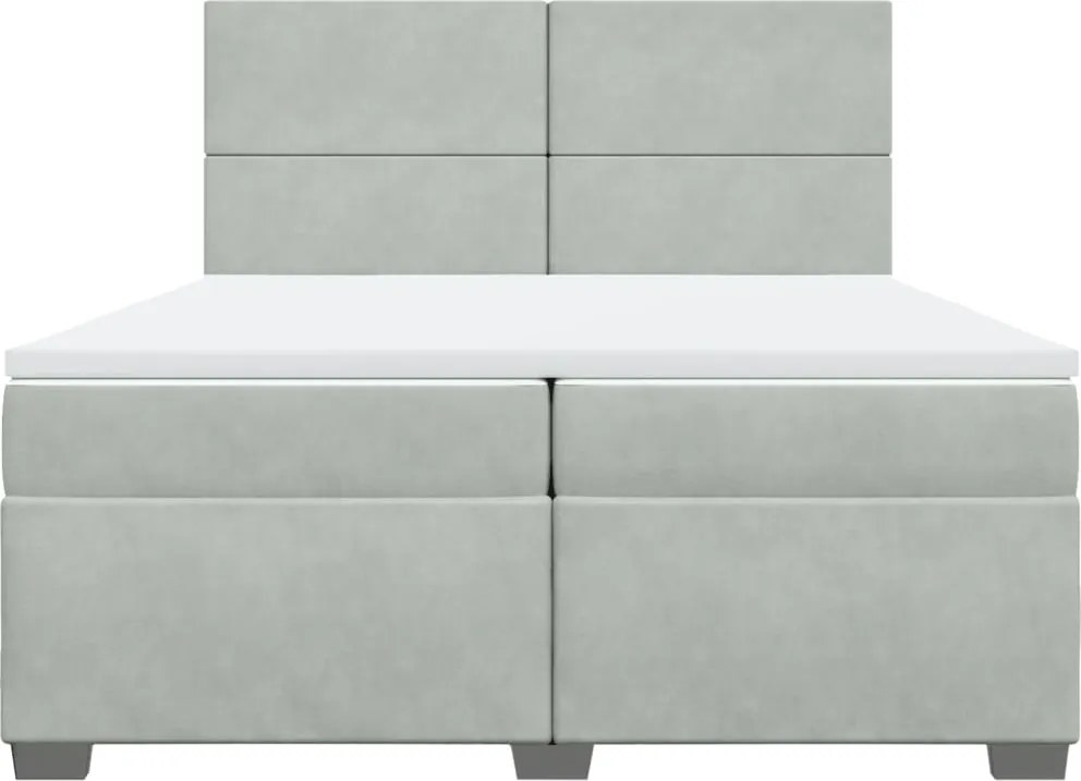 Box spring postel s matrací světle šedá 200x200 cm samet 3293296