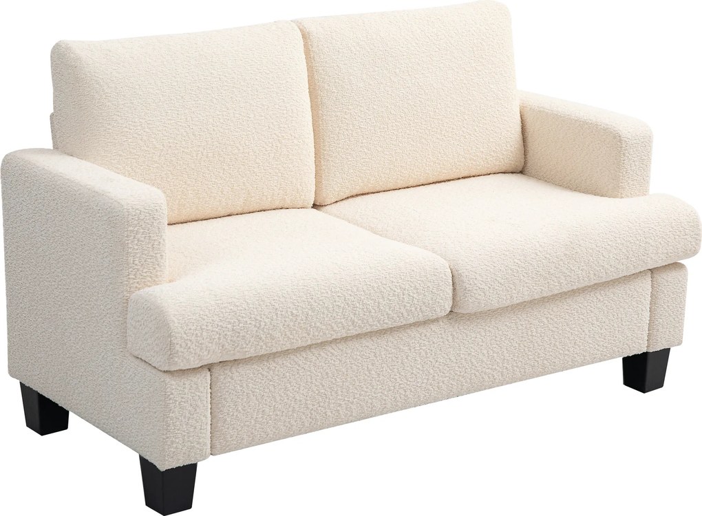 HOMCOM 2-místná pohovka moderního stylu 140 cm s odnímatelnými zádovými polštáři a opěrkami na ruce, mini pohovka do ložnice, bytu, pro malé prostory…