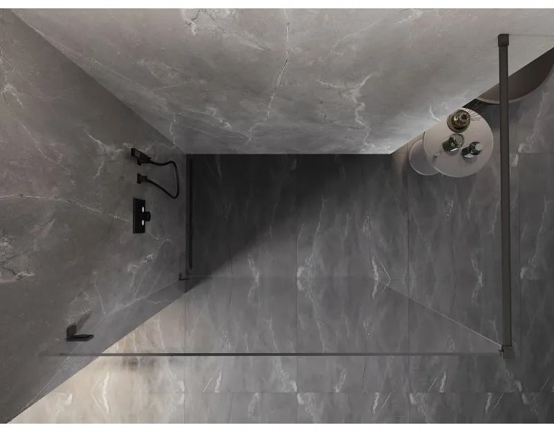 Mexen Lunar sprchová stěna levá 80 x 200 cm, 8mm čiré sklo, grafitová, 830-080-000-95-00-L