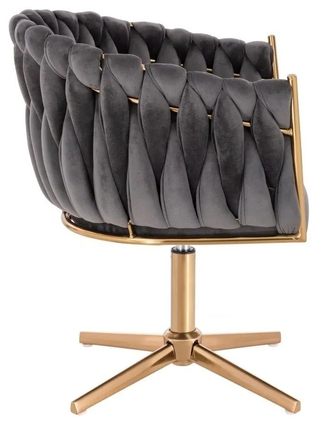 LuxuryForm DESIGN Otočná židle NORDEN VELUR na zlatém kříži - tmavě šedá
