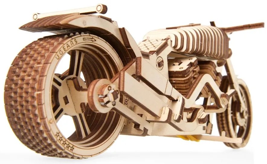 Ugears 3D dřevěné mechanické puzzle VM-02 Motorka (chopper)