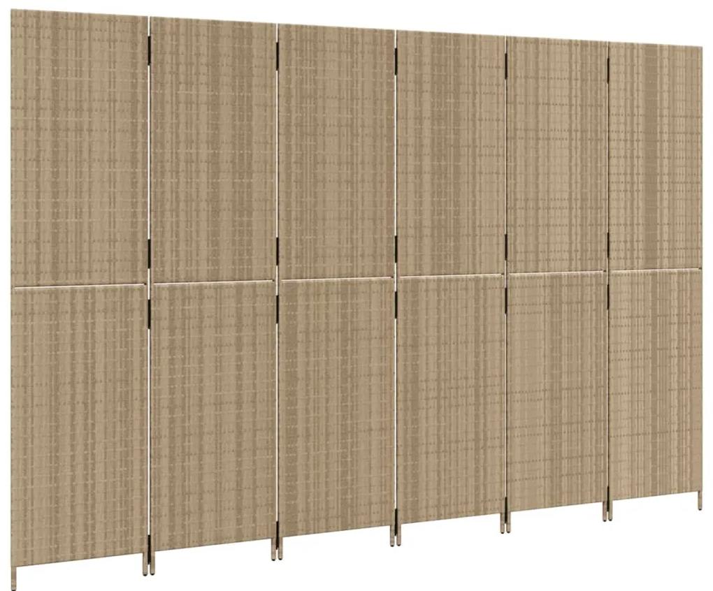 Dělicí stěna 6 panelů béžová polyratan - Default Title