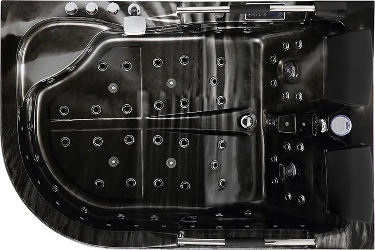 BPS-koupelny Hydromasážní vířivá vana VENEZIA 761R 180x120 PRAVÁ ČERNÝ MRAMOR s ohřevem vody