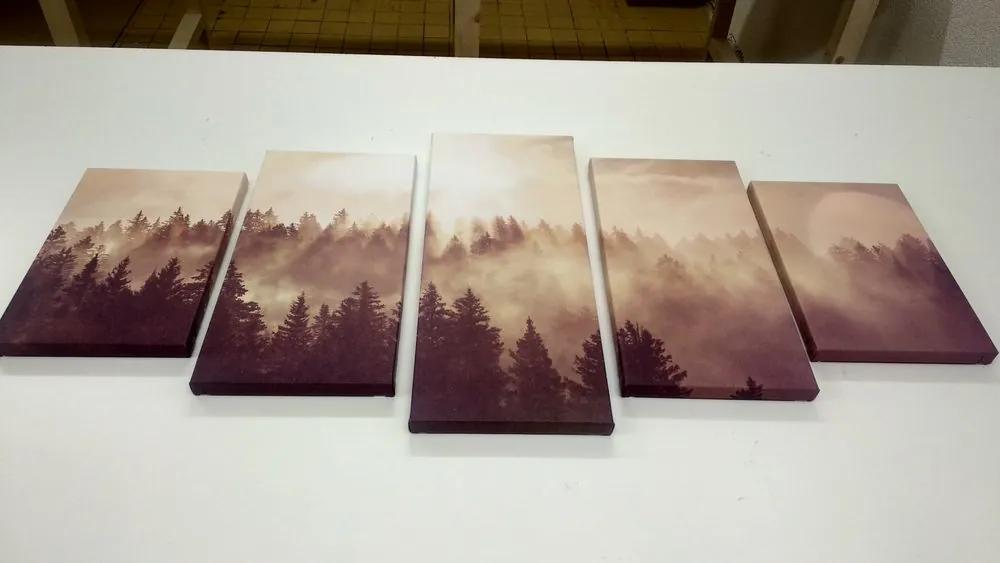 5-dílný obraz mlha nad lesem Varianta: 100x50