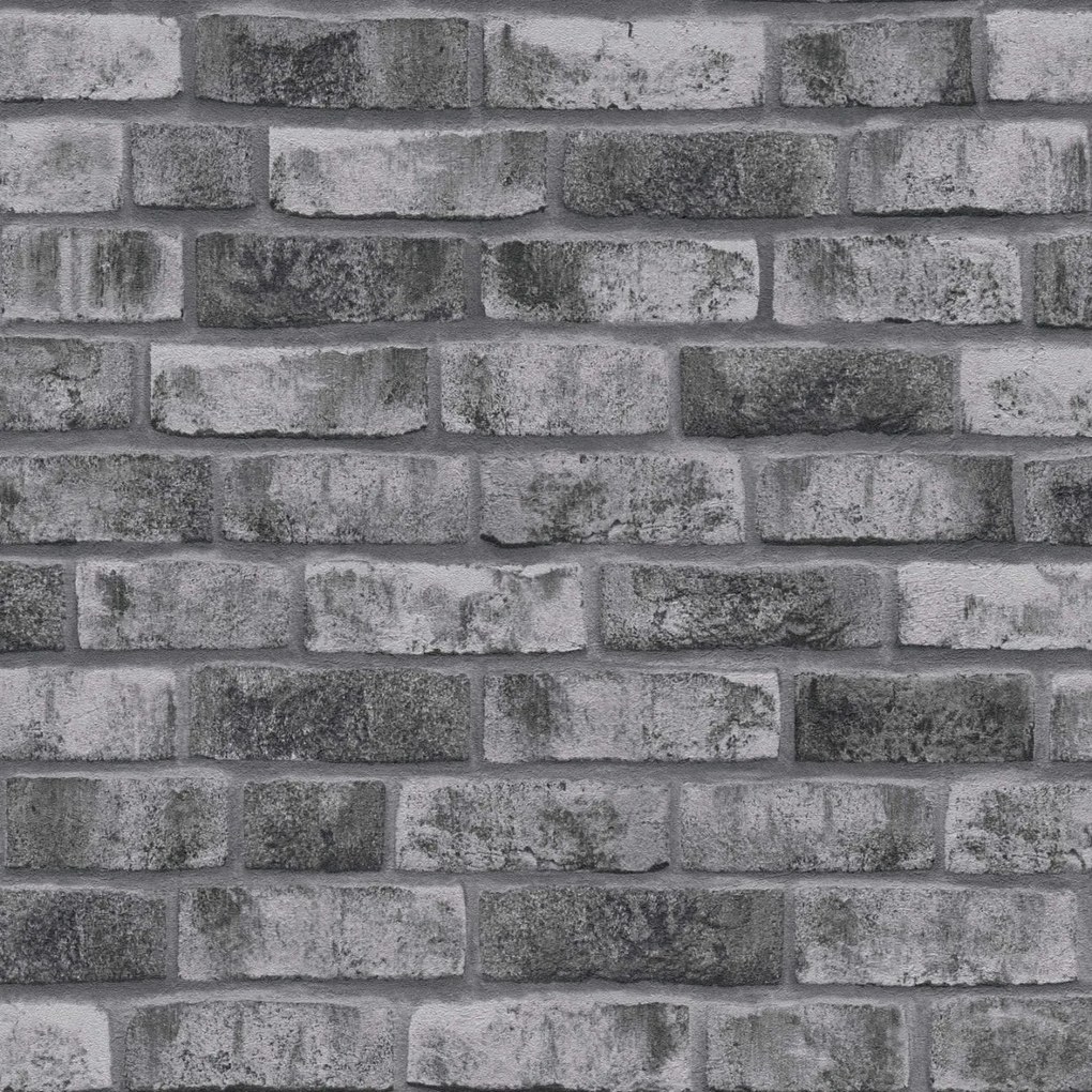 Vliesová tapeta cihly, černá, šedá, 388124 / Tapety na zeď 38812-4 Bricks &amp; Stones (0,53 x 10,05 m) A.S.Création