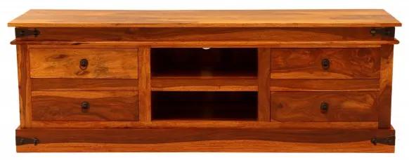 Indický nábytek - TV stolek 160x55x45 Jali z indického masivu palisandr Světle medová