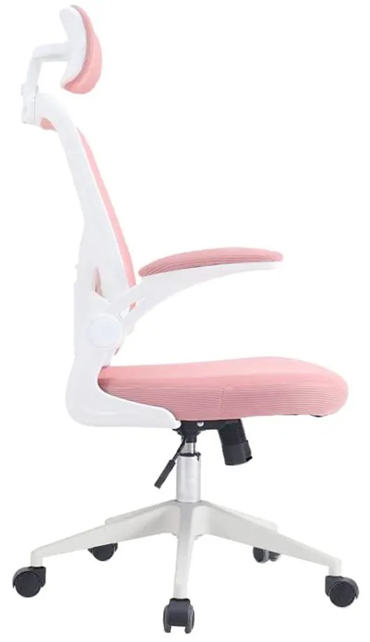 Ergonomická kancelářská židle s bederní opěrkou a opěrkou hlavy, růžová