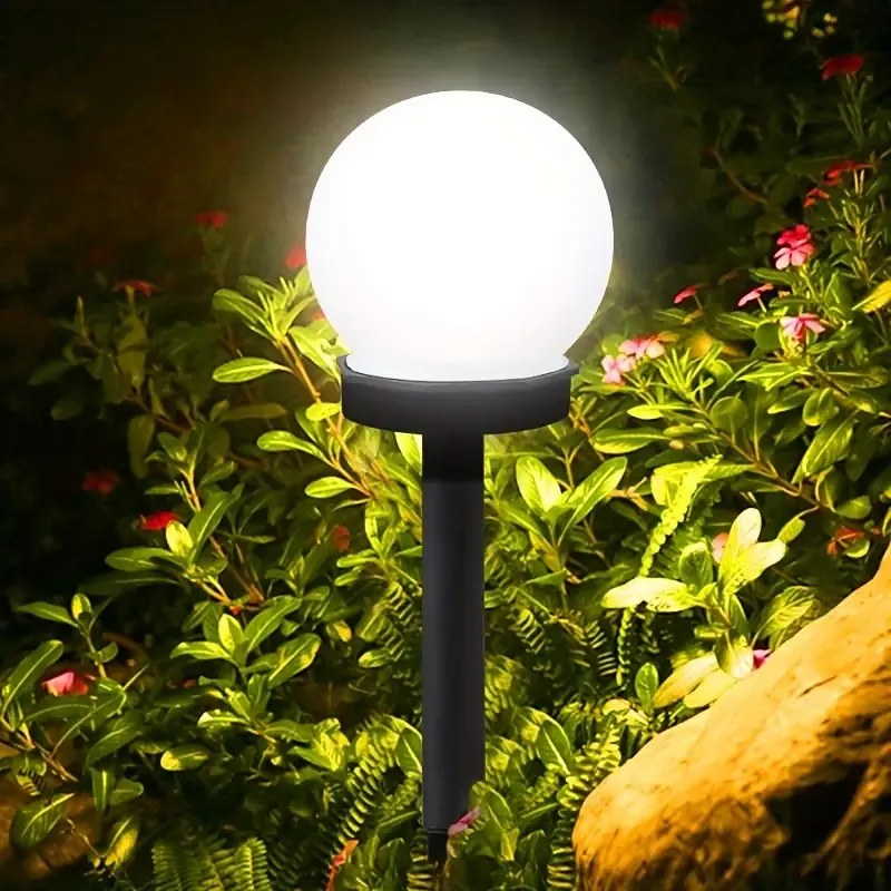 SADA 4 solárních zahradních lamp, LED, BÍLÉ, 10 cm, vodotěsné, IP44