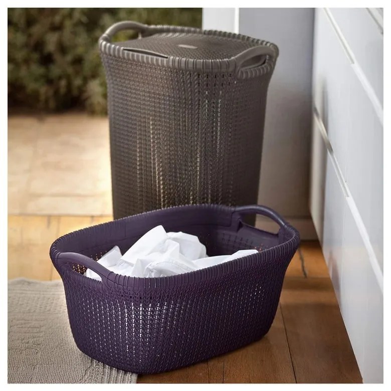 Tmavě šedý koš na prádlo Curver Knit Hamper, 57 l