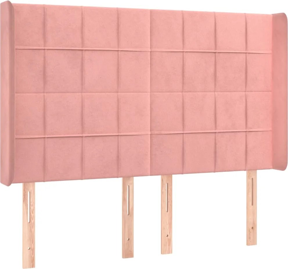Box spring postel s matrací a LED růžová 140x190 cm samet 3139564