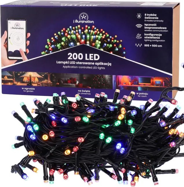 Venkovní LED světélka SMART 200 LED vícebarevné