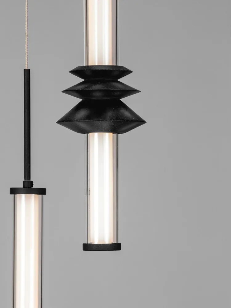 Matně černé keramické LED stmívatelné závěsné svítidlo se stínidlem z akrylového skla ø 35 cm Stalactite – Nova Luce