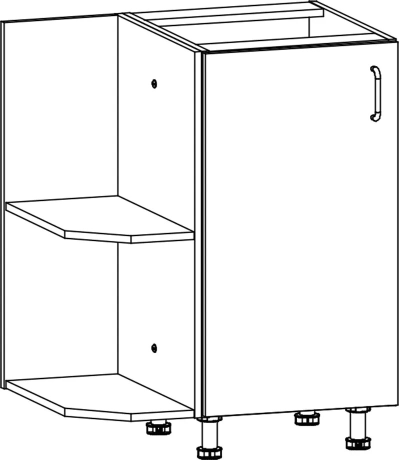 ASPEN gr | dolní regál D25PZ koncový | 25 cm | LEVÁ | bílá
