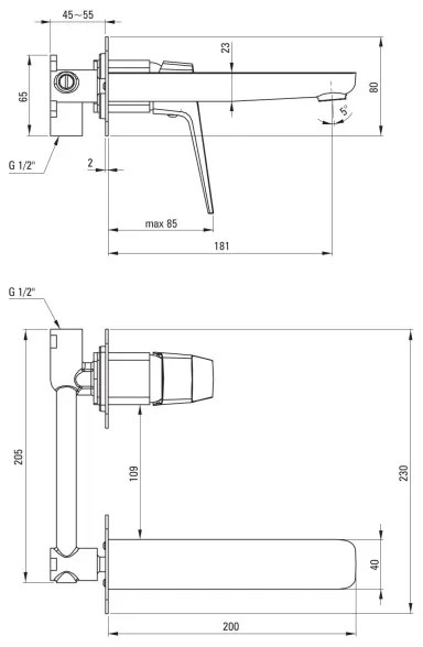 Deante BQL_054L -Umyvadlová baterie pro podomítkovou instalaci BLUR lesklý chrom