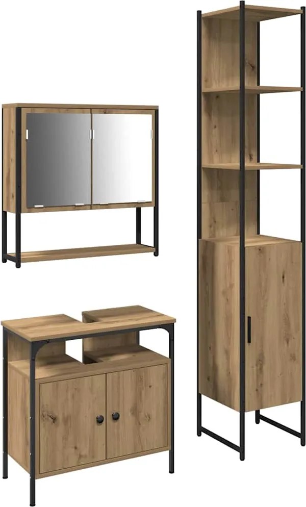 Sada koupelnového nábytku 3 ks Artisanový dub 3334371