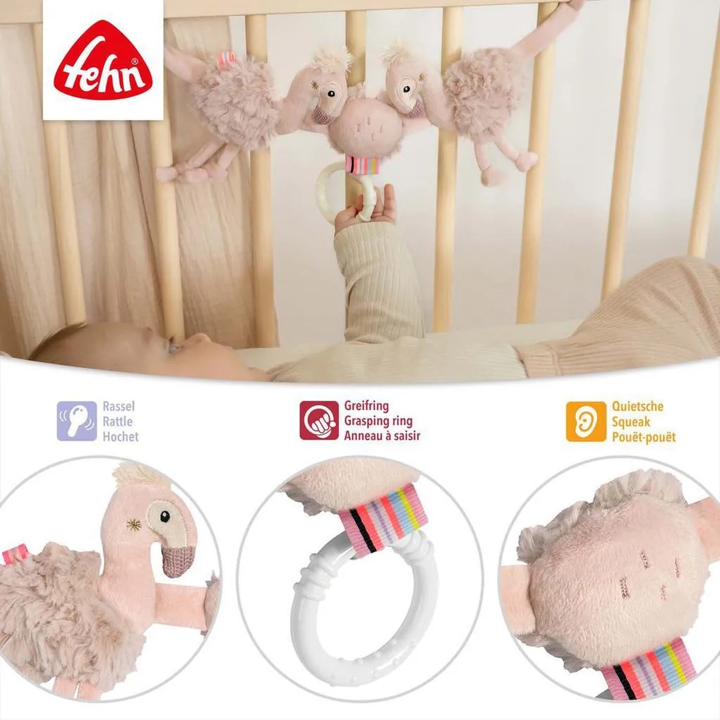 BABY FEHN Řetěz na kočárek plameňák, Pink Baby Fehn