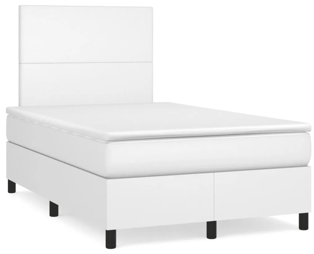 Box spring postel s matrací bílá 120x190 cm umělá kůže,  3269966