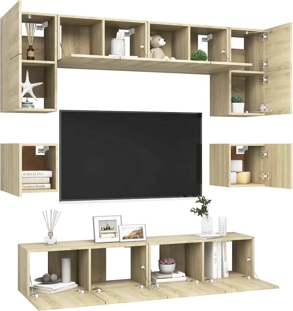 8dílný set TV skříněk dub sonoma kompozitní dřevo 3079006