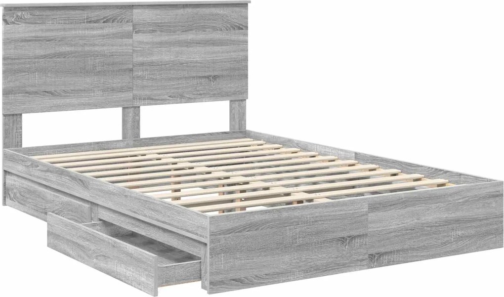 Postel s úložným prostorem se zásuvkou Šedá Sonoma 140 x 200 cm 3411206