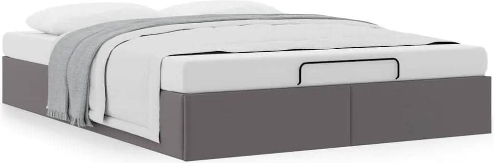 Osmanský rám postele bez matrace šedá 140x190 cm umělá kůže 3310802
