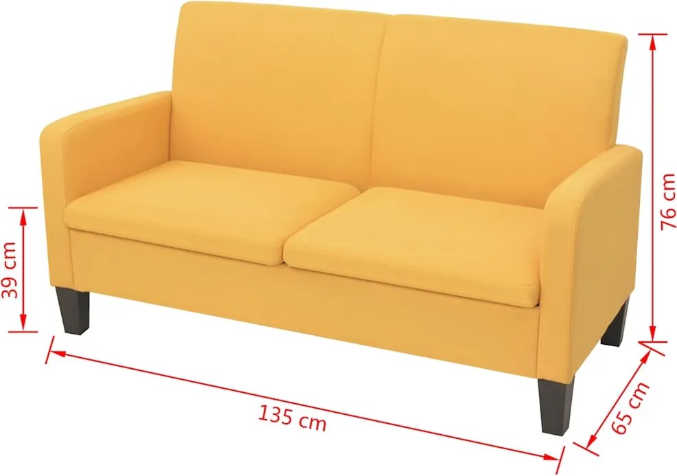 2místná sedačka 135 x 65 x 76 cm žlutá 244710