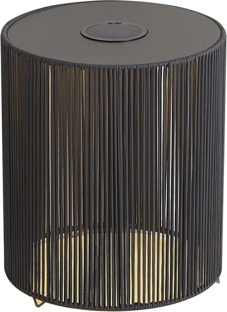 Moderní venkovní stolní lampa tmavě šedá vč. LED, dobíjecí a solární IP54 - Rope