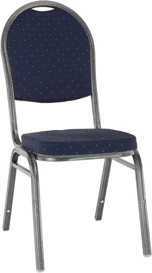 Židle, stohovatelná, látka tmavě modrá/šedý rám, JEFF 2 NEW