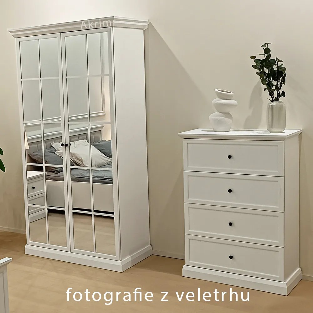 LUCCA b | vitrína W2D1S s policemi a zásuvkou | 63,3 cm | bílá | univerzální provedení dvířek
