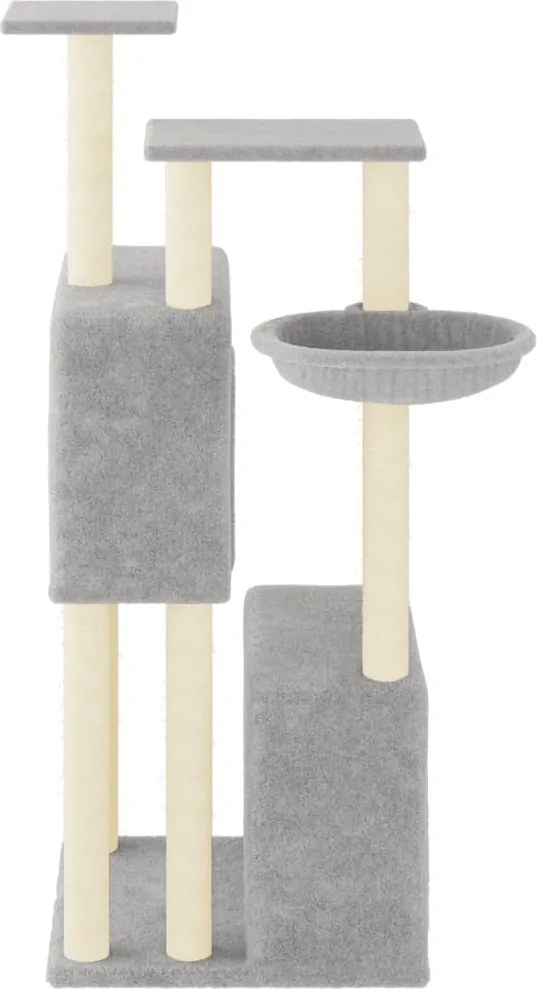 Škrabadlo pro kočky se sisalovými sloupky světle šedé 122 cm 172053