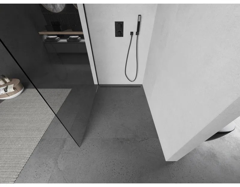 Mexen Kioto L, sprchová zástěna Walk-In 90 x 200 cm, 8mm čiré sklo, černý profil, 800-090-103-70-00