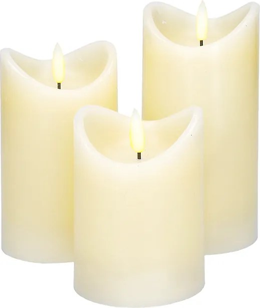 SOLIGHT LED sada svíček z přírodního vosku 3ks, AAA