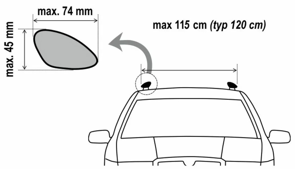 Compass Příčný uzamykatelný nosník ALU-TOP TÜV 120 cm, 2 ks