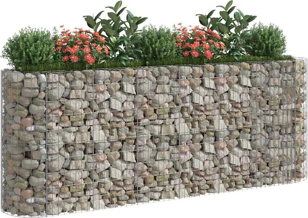 Gabionový vyvýšený záhon pozinkované železo 260 x 50 x 100 cm 152034