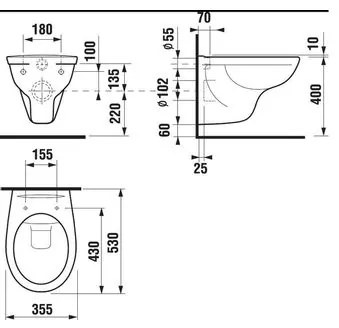 Jika Dino závěsné WC bez oplachového okruhu se sedátkem H8603770000001