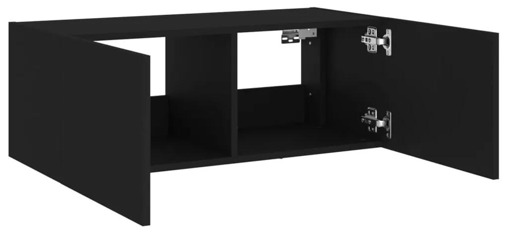 Nástěnná TV skříňka s LED osvětlením černá 80 x 35 x 31 cm - Default Title