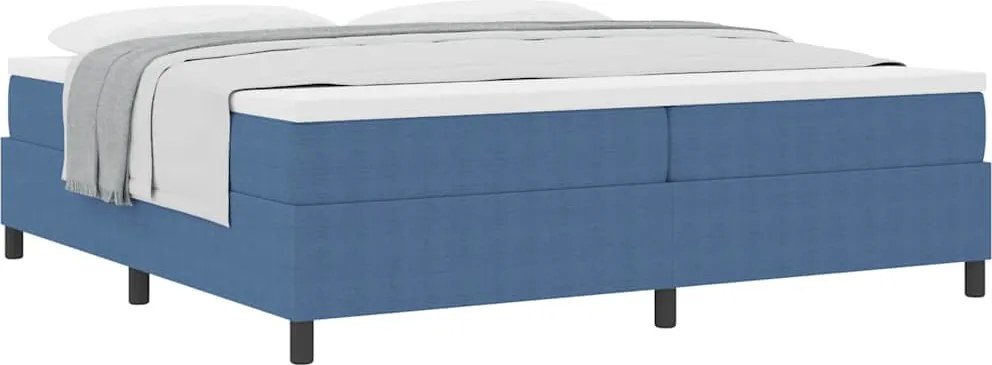 Postel s boxspringem Modrá a bílá 200 x 200 cm Žebrovaná látka 3337485