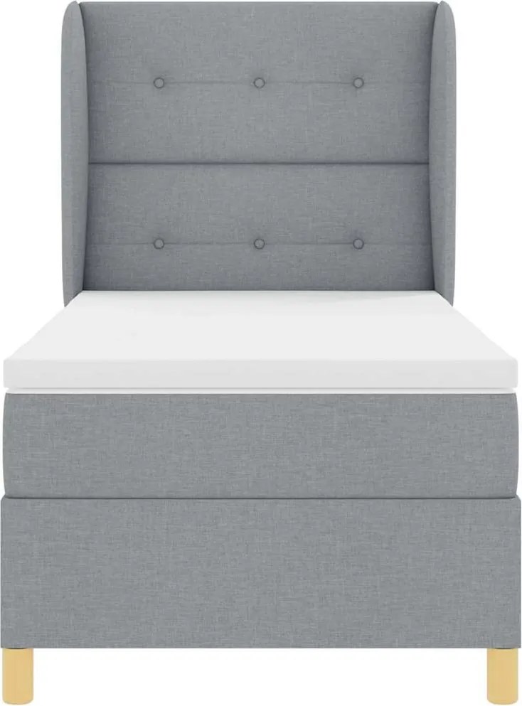 Postel s boxspringem s čelo Světle šedá 200 x 80 cm textil 3340718