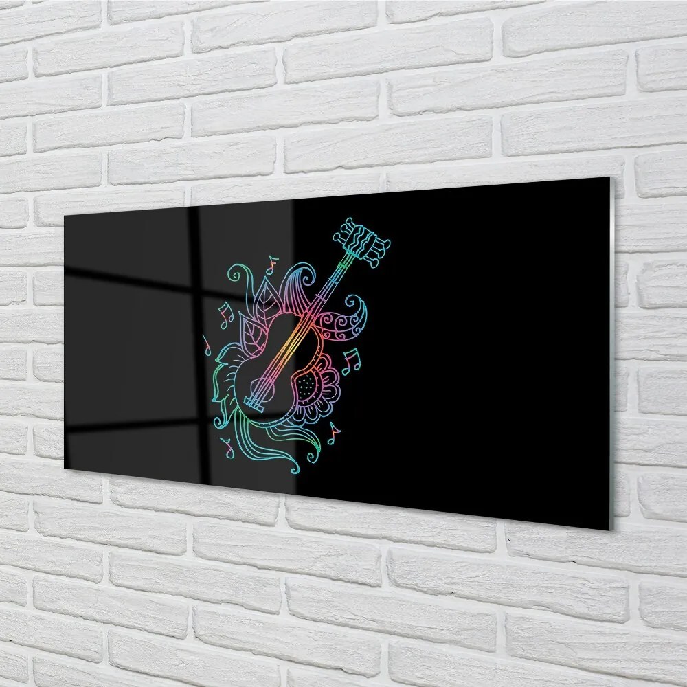 Obraz na skle poznámky barevné kytary 100x50 cm