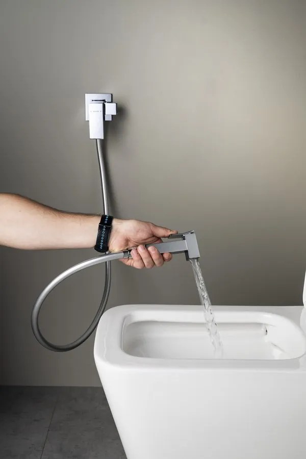 Sapho Sapho, CUBEMIX podomítková bidetová baterie se Stop sprškou, hranatá, chrom, CM040