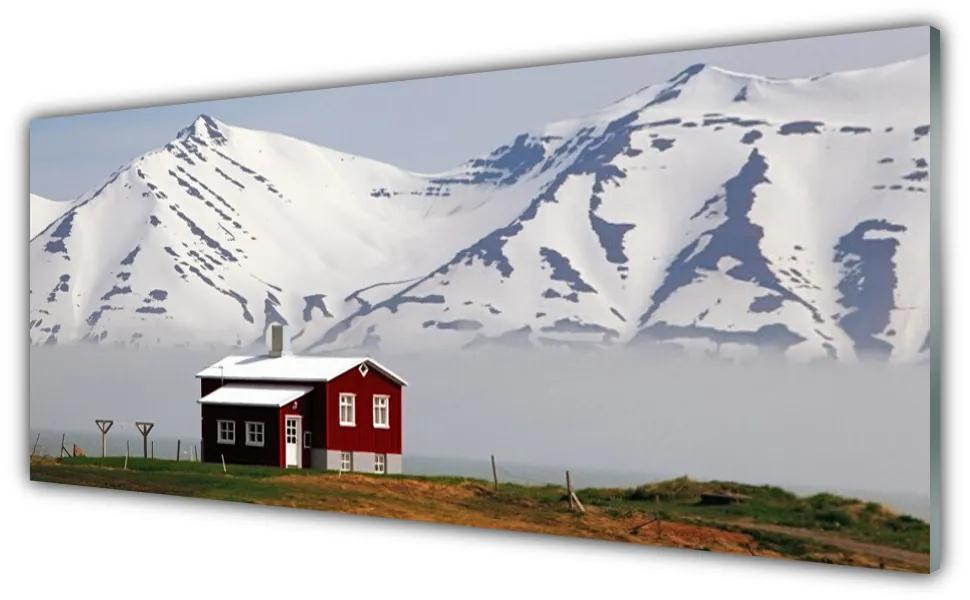 akrylový obraz Hora Dom Krajina 125x50 cm