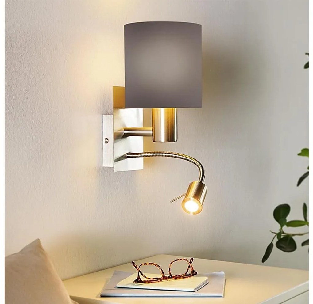 Eglo 96481 - LED Flexibilní svítidlo PASTERI 1xE27/40W+LED/3,8W šedá