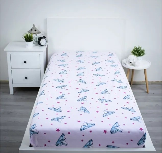 Jerry Fabrics Prostěradlo Lilo and Stitch Pink Stars 90x200x25 cm